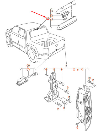 NEW VOLKSWAGEN AMAROK ADDITIONAL BRAKE STOP LIGHT 7P6945087B 7P6-945 ...