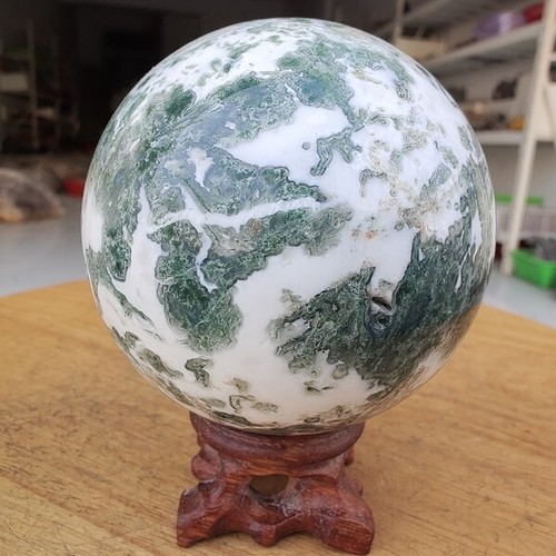 655g Natural Aquatic Plant Agate Geode Ball Quartz crystal Aura Healing ...