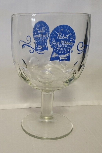 Pabst Blue Ribbon Beer Goblet Thumb Print Vintage Stemware | eBay