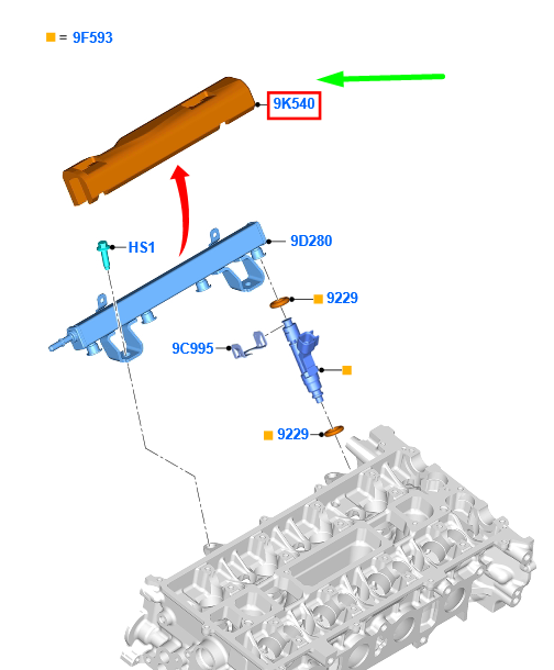 FORD MONDEO MK5 Fuel Supply Manifold Insulator 5229127 CV6E-9U550-BB ...