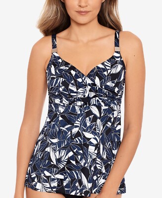 Miraclesuit SILVER Shimmer Shadows Surplice Tankini Swim Top, US 36DDD ...