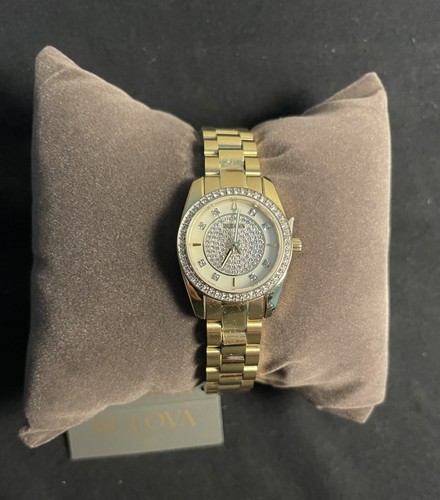 Bulova Women’s Watch 98L315 – Gold Tone Crystal Pave Dial | eBay