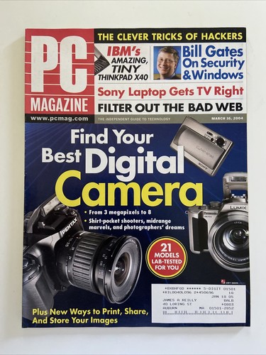 VTG PC Magazine March 16 2004 Best Digital Cameras Bill Gates Sony ...