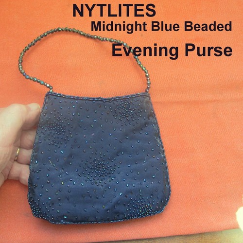 NYTLTES Beaded Midnight Blue Evening Purse Vintage Very Good++ ...