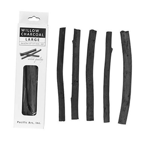 Pacific Arc Large Vine Charcoal Stick 5/Pkg, Soft, Black, Large | 5 ...