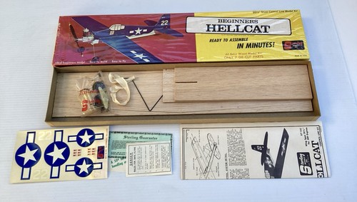 Sterling Model Hellcat Balsa Wood Kit #S42 Control Line Aircraft New ...
