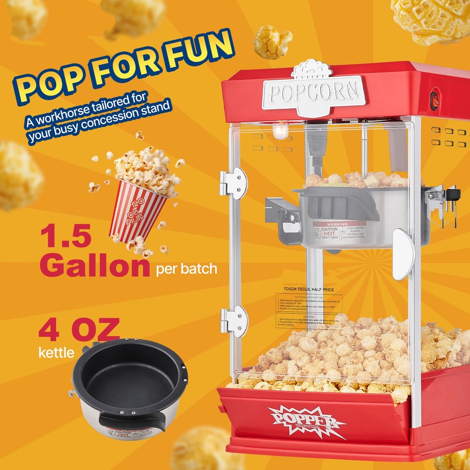 Uimoso Popcorn Popper Machine Tabletop Popcorn Maker 480W 4 Oz Red | eBay