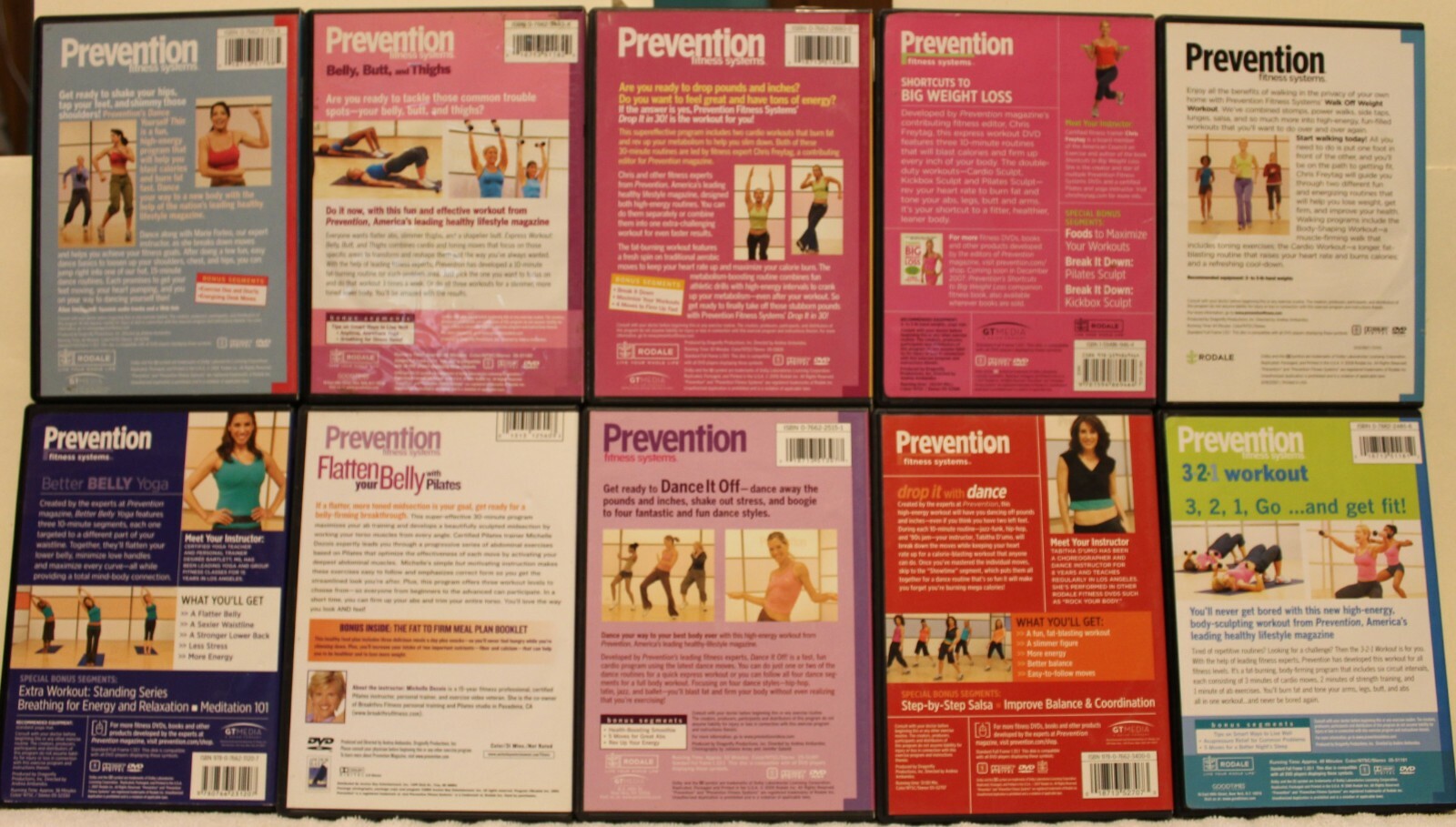 10 Prevention workout DVD lot dance yourself thin belly butt thigh yoga ...