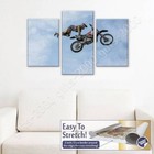 Motorcycle Stunts by Split 3 Panels | Canvas (Rolled) | 3 Panels Wall ...