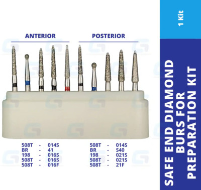 Dental Diamond Bur FG-4100 Safe End Diamond Preparation Burs Kit 10/PK ...