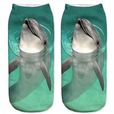 Dolphin socks - marine animal print novelty flipper - smiling dolphins ...