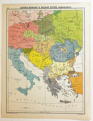 HISTORICAL MAP AUSTRIA HUNGARY BALKAN STATES ETHNOGRAPHICAL GERMANS ...