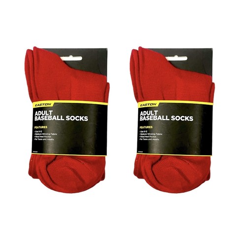 Lot Of 2 Pairs Easton Baseball Softball Socks, Red, Knee High, Adult ...