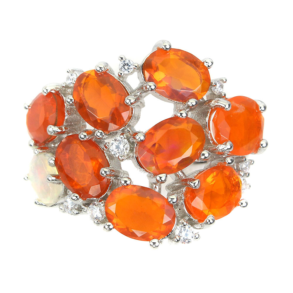 Clarity Enhanced Oval Orange Opal 8x6mm Simulated Cz 925 Sterling ...