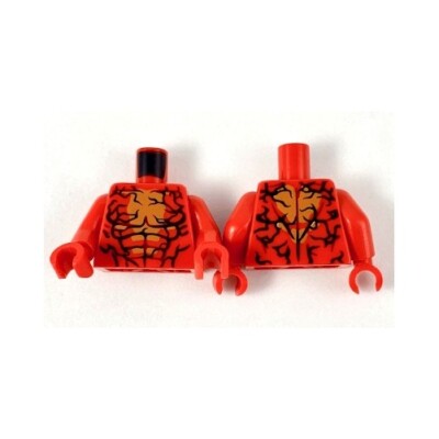 LEGO - Minifig, Torso Bare Chest, Red Muscles Outline, and Black Jagged ...