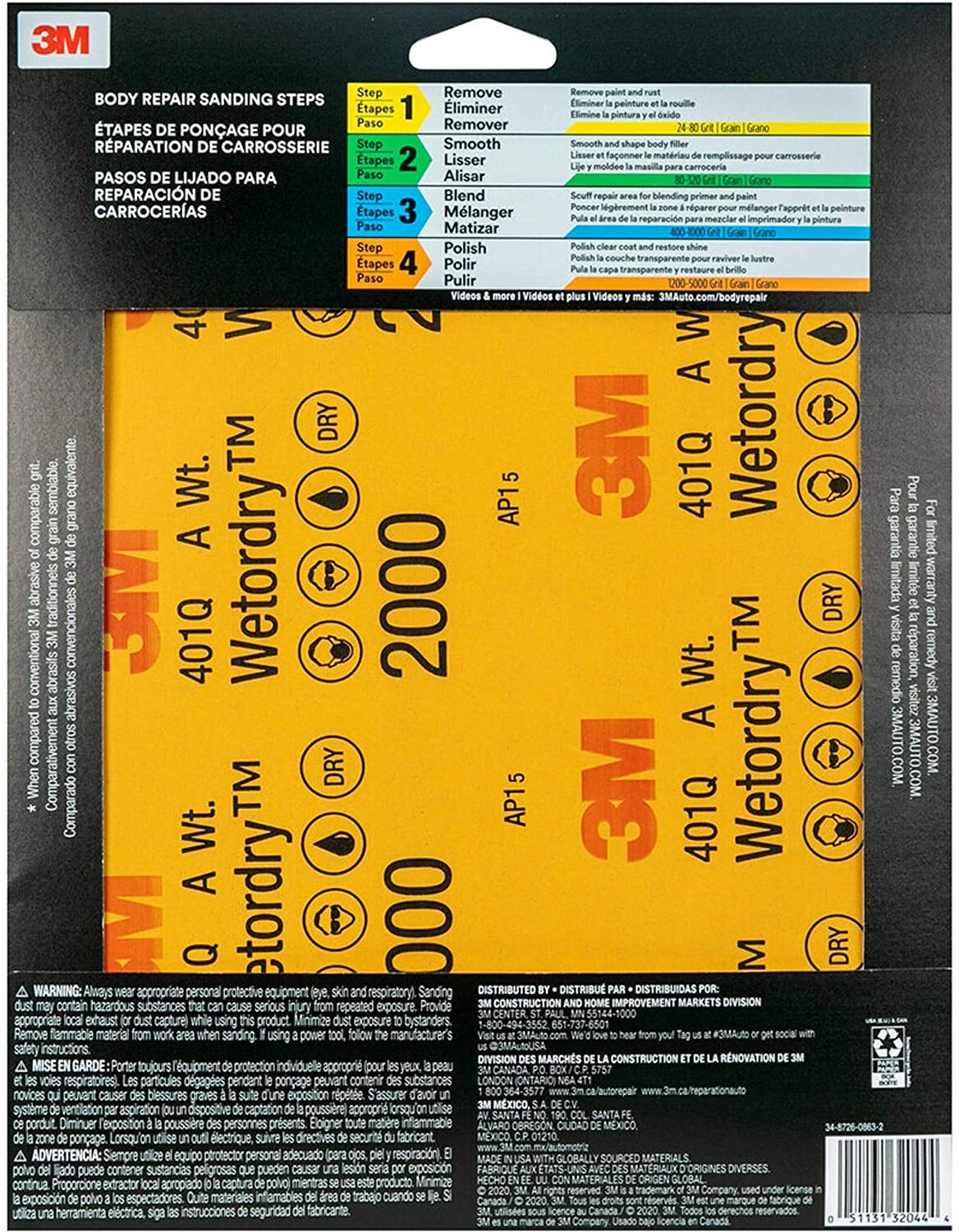 3M Sandpaper Wet or Dry Sheets, 1500 grit, 9 x 11 inch, 32023 - FREE ...