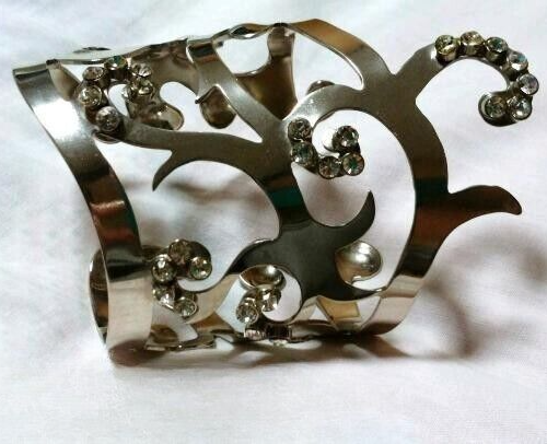 Rare Versace Stone Gothic Silver Tone Plated Metal Bangle Bracelet | eBay