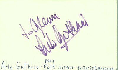 Arlo Guthrie Singer Guitarist Musician Folk Pop Music Signed Index Card ...
