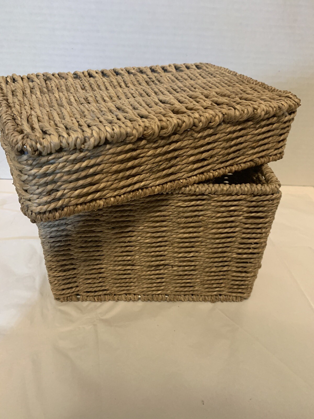 Square Decorative Woven Basket Light Brown 8 1/2" L x 5" W x 6" H ...