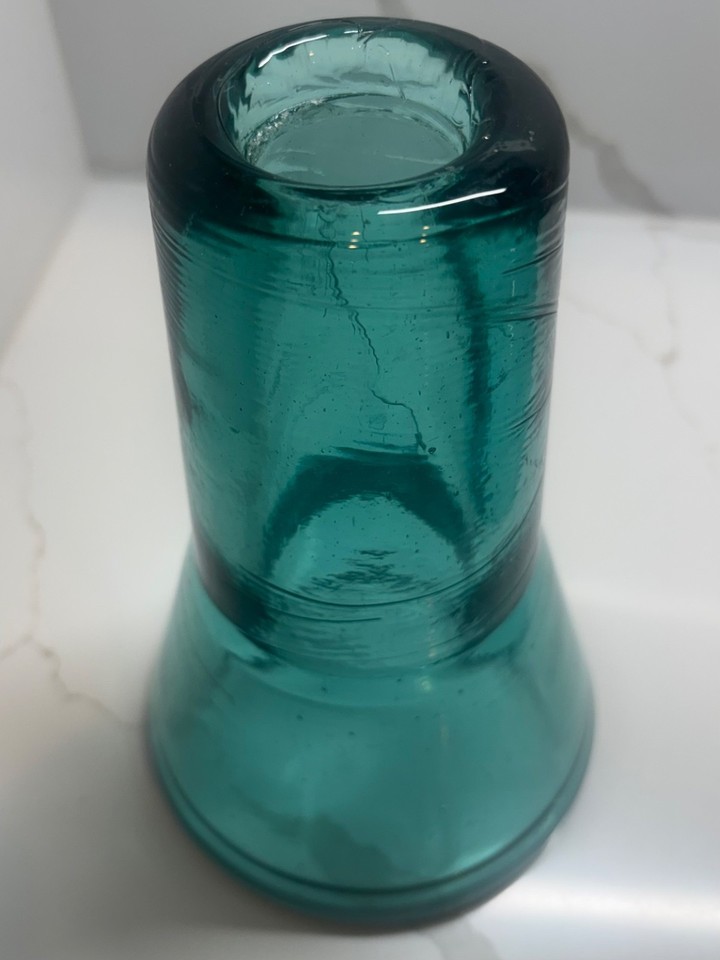 HUGE! 1893 HEMINGRAY BLUE Glass CD#303-310 MUNCIE Power Insulator 2 ...