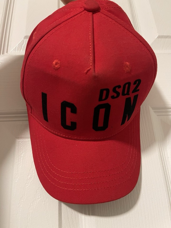 DSQ2 red cap, with black ICON logo, urban style and capula, one size | eBay