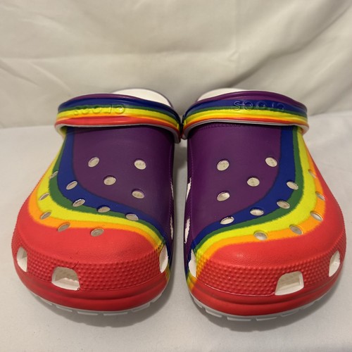 Crocs Rainbow Stripe Clogs Colorful Men Sz 9 Women Sz 11 Classic ...