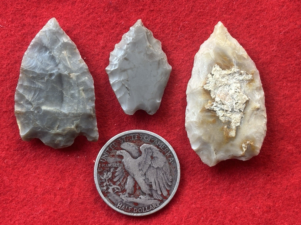 3 leaf shaped mid-west Arrowhead Indian Artifact | eBay