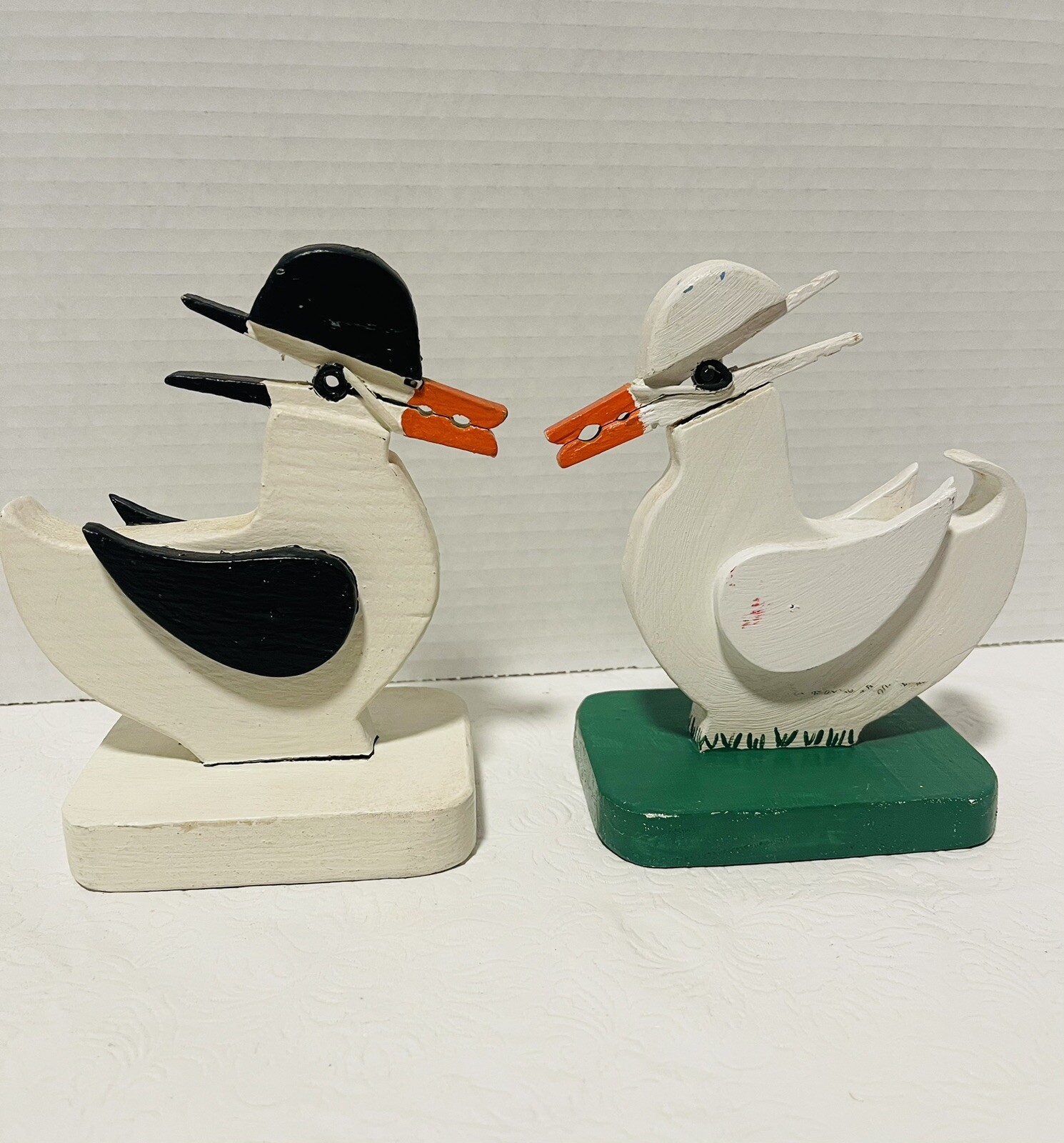 2 Wood Duck Clothespin Desk Note Clip Holder Folk Art Handmade OOAK ...