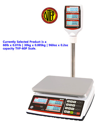 VisionTechShop TVP-60P Price Computing Scale with Pole Display, 60lb x ...