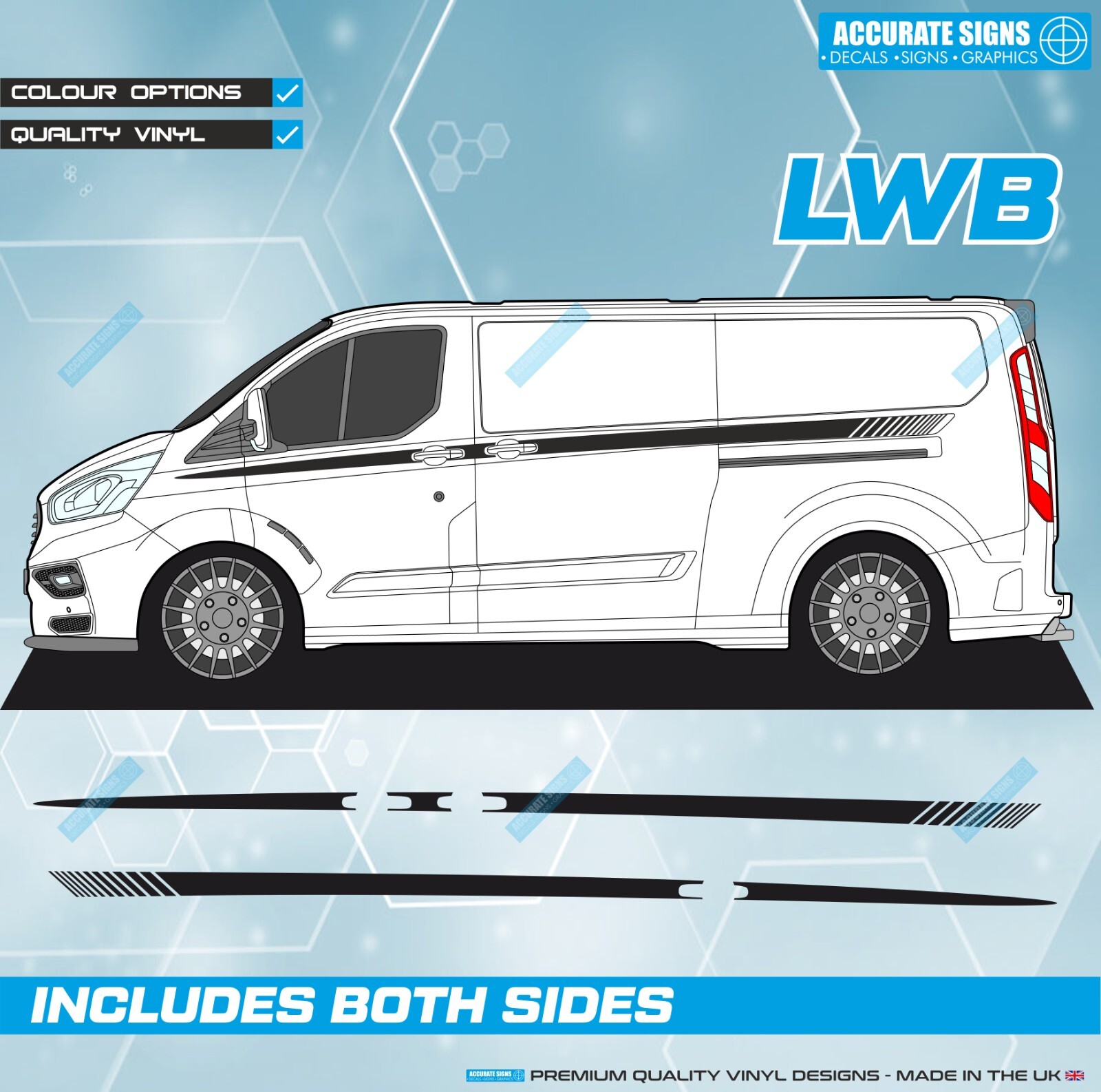 Stickers for LWB Ford Transit Custom side stripes Tourneo Campervan ...