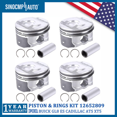 4x 2.0T Piston & Rings Kit for ATS CTS XT5 XTS CT6 Chevy Camaro Equinox ...
