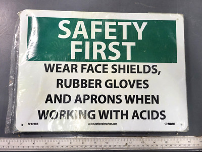 PK OF 6 SAFETY FIRST, WEAR FACE SHIELDS, RUBBER GLOVES AND APRONS, 7 ...