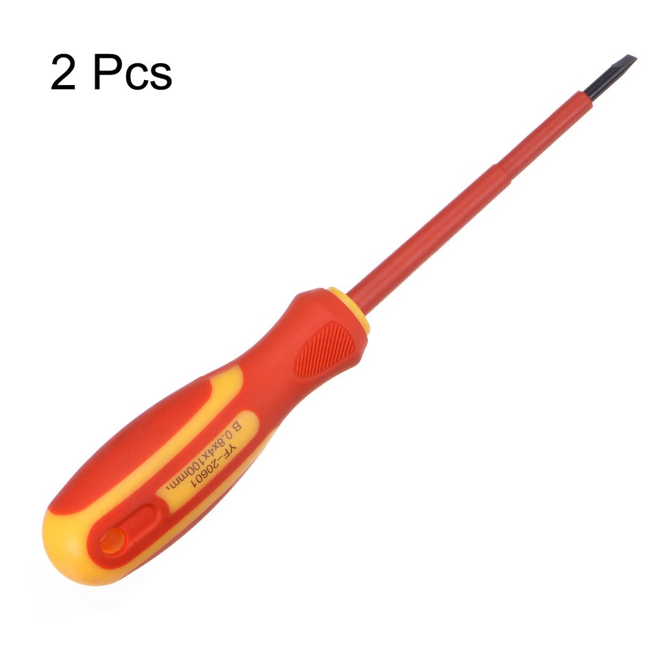 2pcs VDE Insulated Screwdriver SL0.8 x 4 x 100mm Magnetic Slotted ...