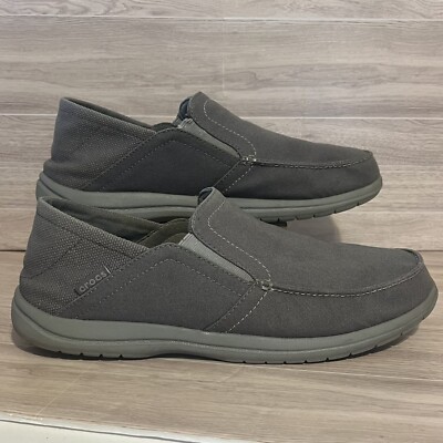 Crocs Santa Cruz Slip On Canvas Loafer Shoes Mens Size 10 Gray Comfort ...