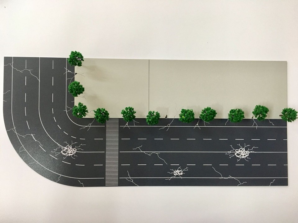 N Diorama Road Model City Sand Table Railway Layout Battle Damage Road ...