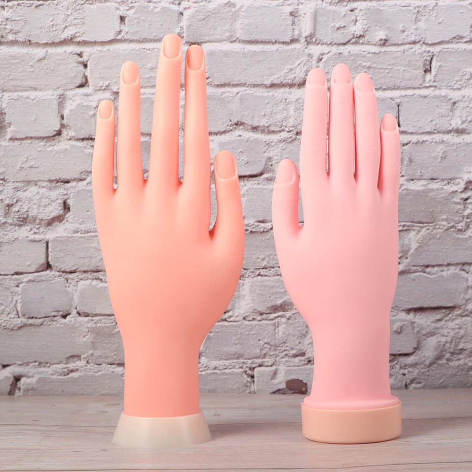 2 Pcs Nail Art Practice Fake Hand Model Rubber Manicure Training Hand ...