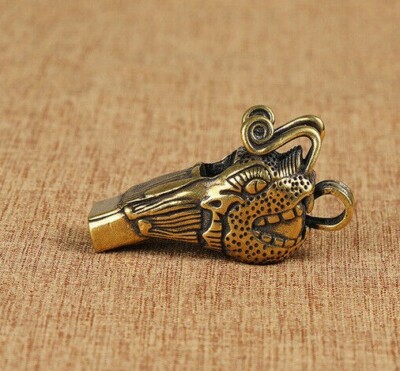 Dragon Whistle Solid Brass Warning Dispels Evil Gold Pendant Jewelry | eBay