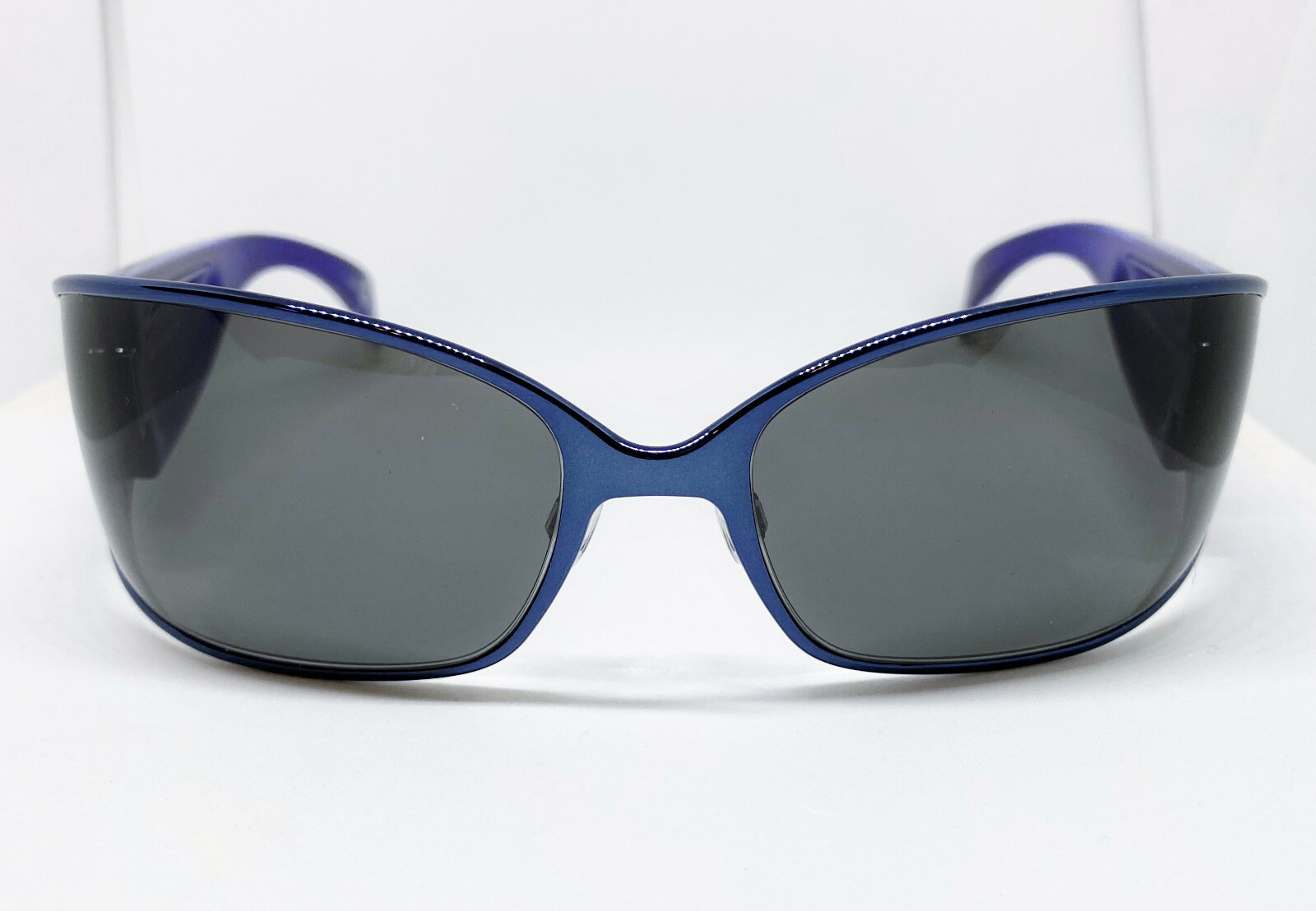 New True Vintage Exalt Cycle Blue Metal & Dark Blue Wrap Sunglasses ...