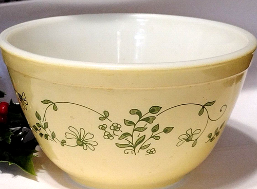 Pyrex Shenandoah Cinderella Bowl #401 Yellow Green Flowers Vintage | eBay