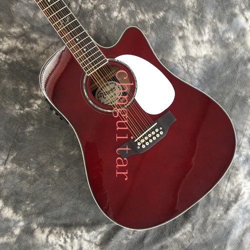 Takamine Red Acoustic Guitar 12 String Rosewood Fretboard Spruce Hollow ...
