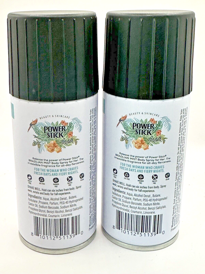 2 NEW Power Stick Brazilian Mist Body Spray Pistachio & Salted Caramel ...