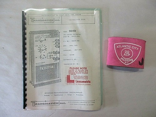 TRANSMATION INCORPORATED MODEL 1040 INSTRUCTION BOOK | eBay