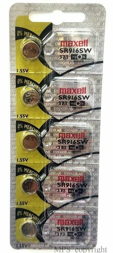 5 FRESH Maxell 373 SR916SW SR68 SR916 Silver Oxide Watch Battery BRAND ...