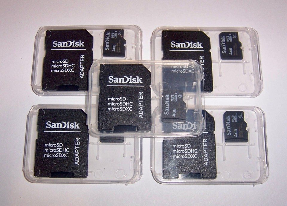 5 New SanDisk 4GB SDHC MicroSD Memory Cards 4 GB Micro SD TF SD-04G 5 ...