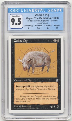 Graded Zodiac Pig CGC 9.5 GEM MINT Portal Three Kingdoms P3K English ...