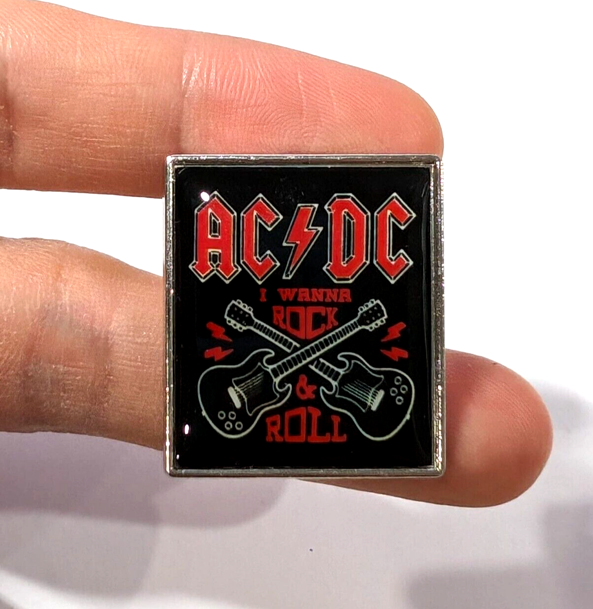 AC/DC 'I Wanna Rock & Roll' Heavy Metal Band Enamel Lapel Patch Metal ...