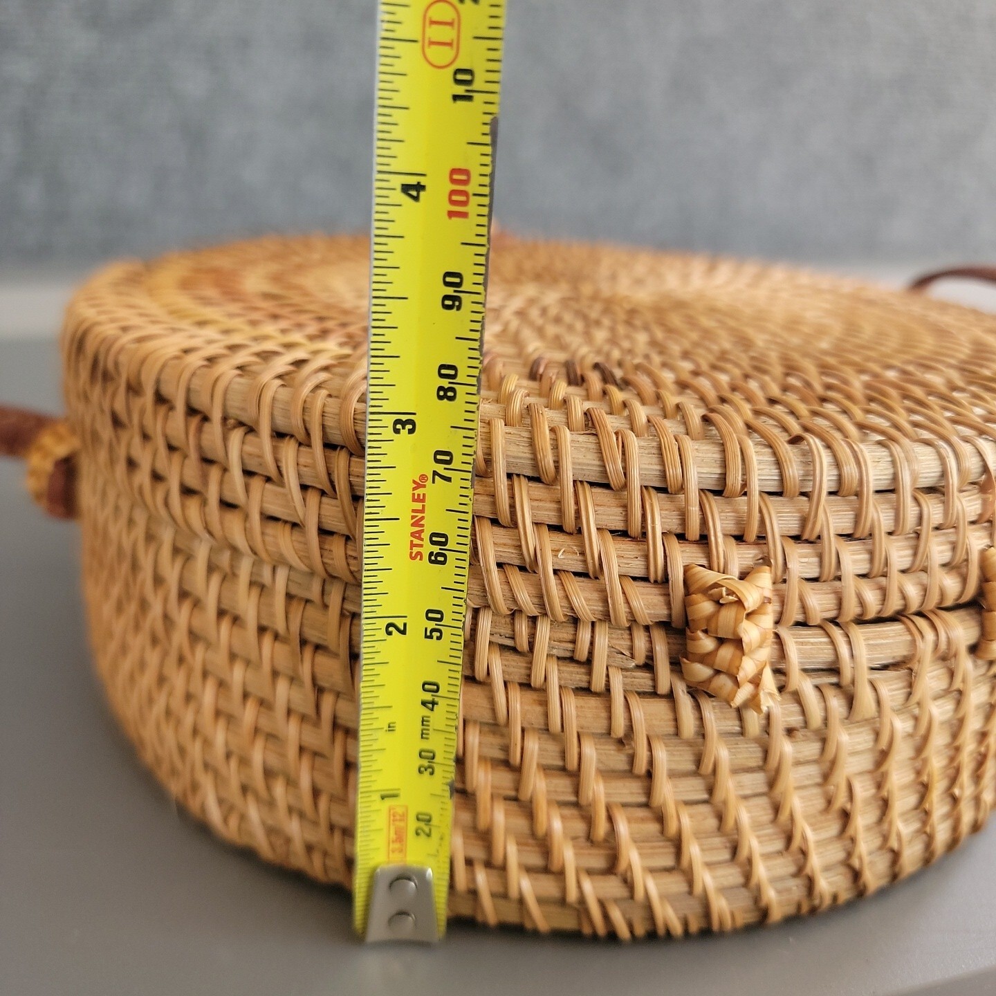 Rattan Straw Woven Circular Round Shoulder Crossbody Strap Bag Handbag ...