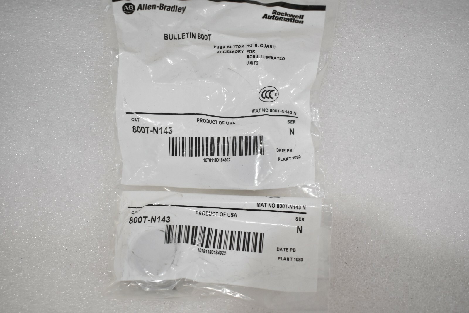 ALLEN-BRADLEY 800T-N143 PUSH BUTTON GUARD ACCESSORY 1/2" ( LOT OF 2 ...