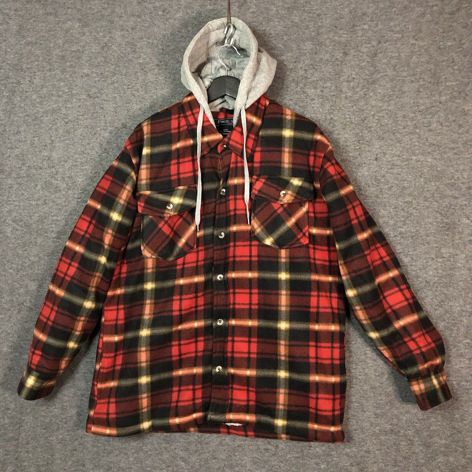 Fourcast Hoodie Men's L Sherpa Lined Plaid Flannel Layered Jacket Soft ...