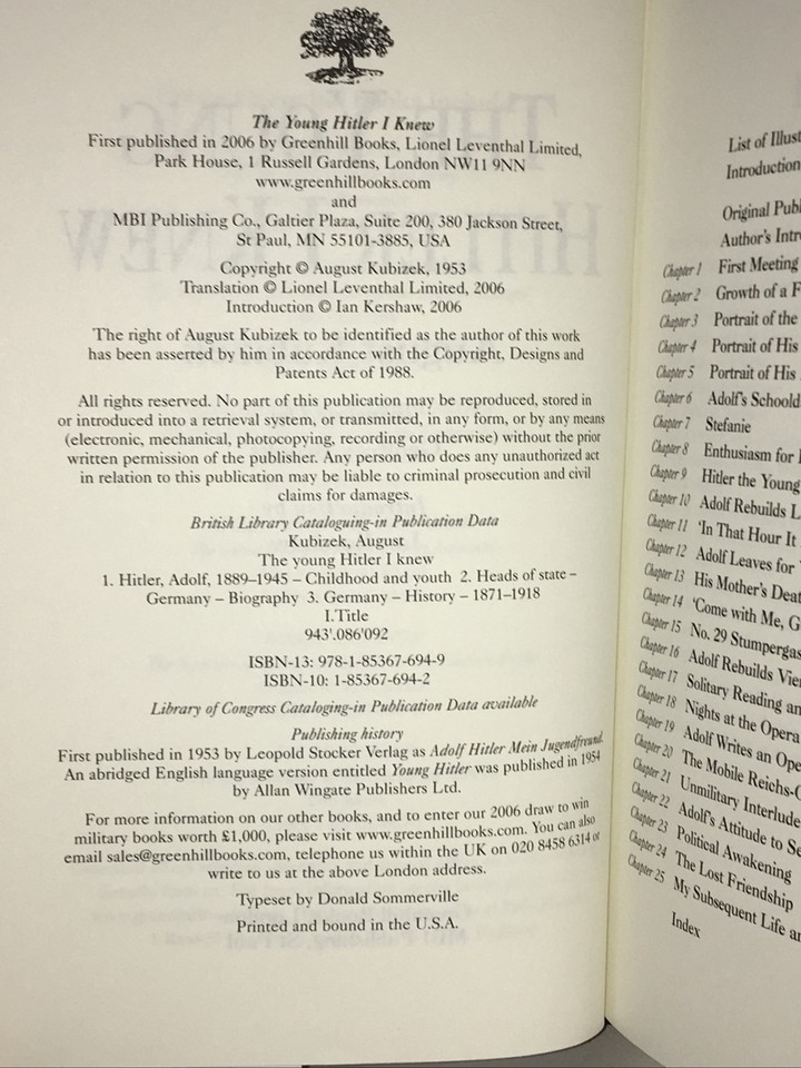 The Young Hitler I Knew by August Kubizek Hardcover Dust Jacket 2006 ...